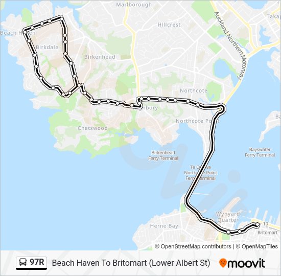97R Route: Schedules, Stops & Maps - Beach Haven To Britomart (Lower ...