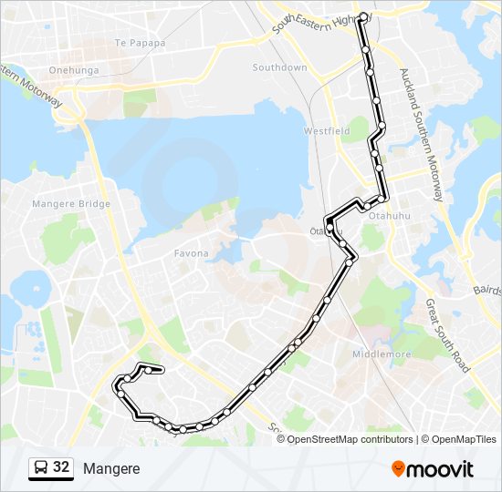 32 Route: Schedules, Stops & Maps - Mangere (Updated)