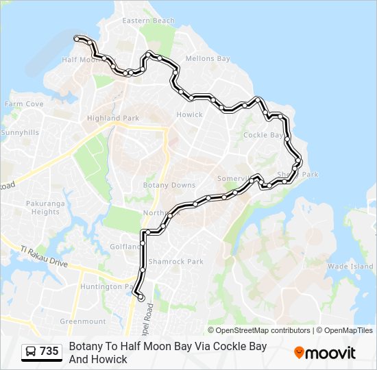 735 Route: Schedules, Stops & Maps - Botany To Half Moon Bay Via Cockle ...