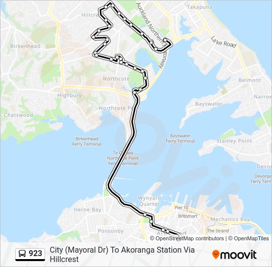 923 Route: Schedules, Stops & Maps - City (Mayoral Dr) To Akoranga ...