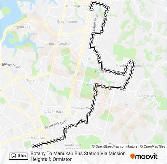 355 Route: Schedules, Stops & Maps - Botany To Manukau Bus Station Via ...