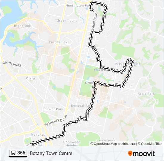 355 Route: Schedules, Stops & Maps - Botany Town Centre (Updated)