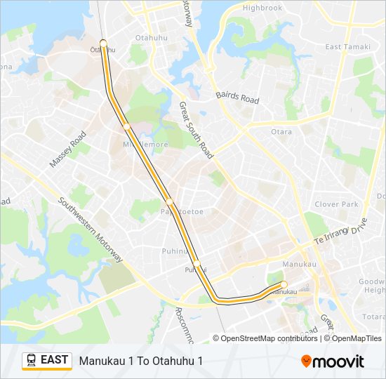 EAST Route: Schedules, Stops & Maps - Manukau 1 To Otahuhu 1 (Updated)