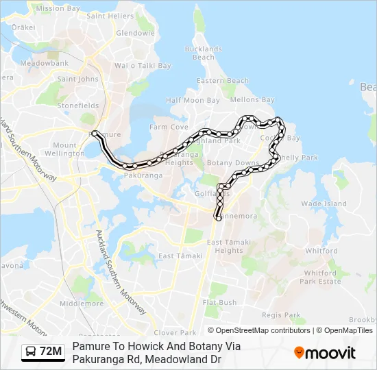 72M Route: Schedules, Stops & Maps - Pamure To Howick And Botany Via ...