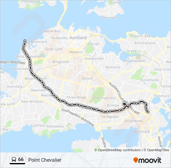 66 Route: Schedules, Stops & Maps - Point Chevalier (Updated)