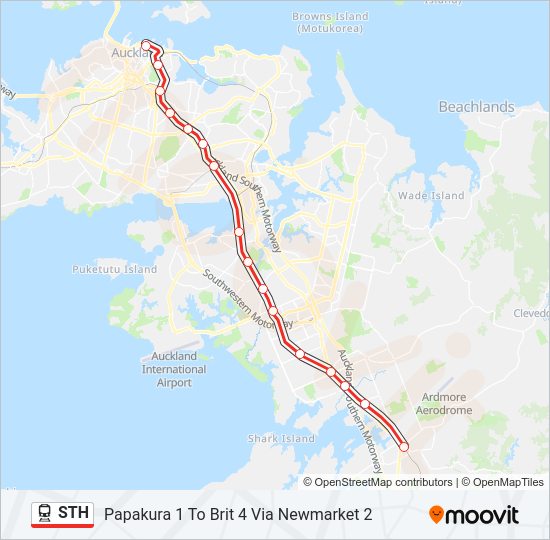 sth Route: Schedules, Stops & Maps - Papakura 1 To Brit 4 Via Newmarket ...