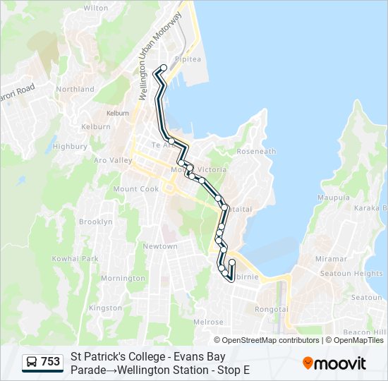 753 Route: Schedules, Stops & Maps - St Patrick's College - Evans Bay ...