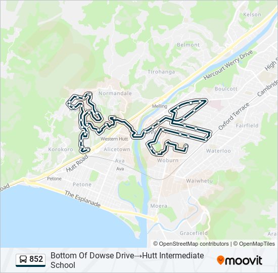 852 Route: Schedules, Stops & Maps - Bottom Of Dowse Drive‎→Hutt ...