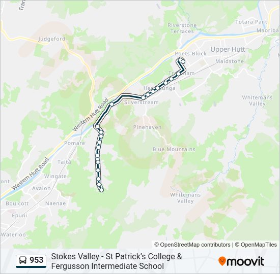 953 Route: Schedules, Stops & Maps - Stokes Valley Terminus - Rakau ...