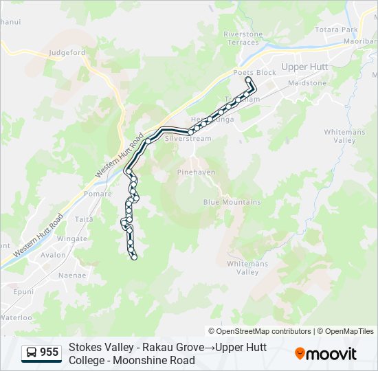 955 Route: Schedules, Stops & Maps - Stokes Valley - Rakau Grove‎→Upper ...