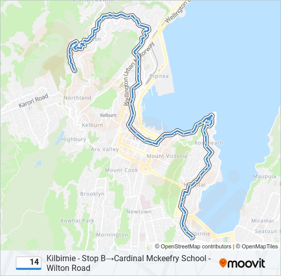 14 Route: Schedules, Stops & Maps - Kilbirnie - Stop B‎→Cardinal ...