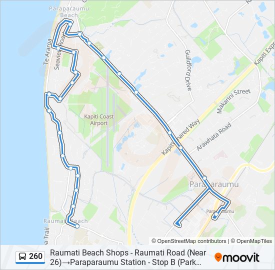 260 Route: Schedules, Stops & Maps - Raumati Beach Shops - Raumati Road ...