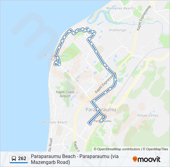 262 Route: Schedules, Stops & Maps - Paraparaumu Beach Shops - Stop A‎→ ...