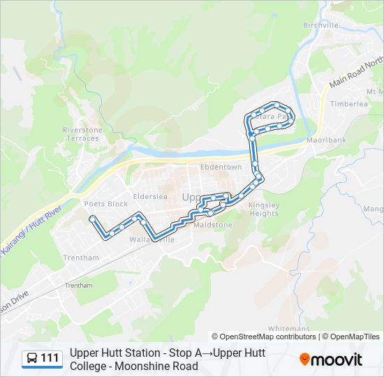 111 Route: Schedules, Stops & Maps - Upper Hutt Station - Stop A‎→Upper ...