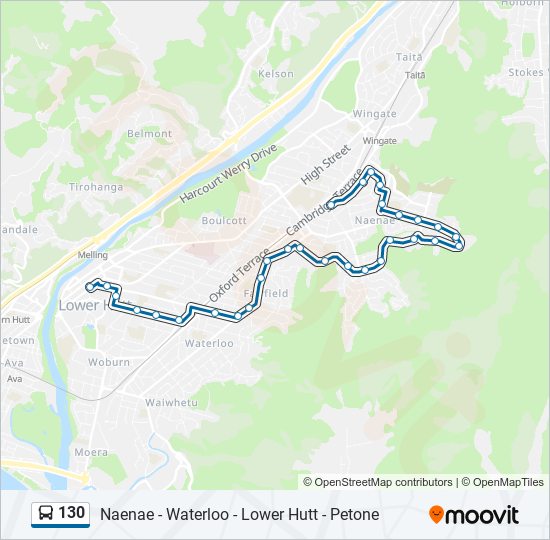 130 Route: Schedules, Stops & Maps - Lower Hutt - Queensgate - Stop A‎→ ...