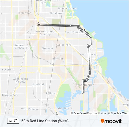 71 Route: Schedules, Stops & Maps - 69th Red Line Station (West) (Updated)