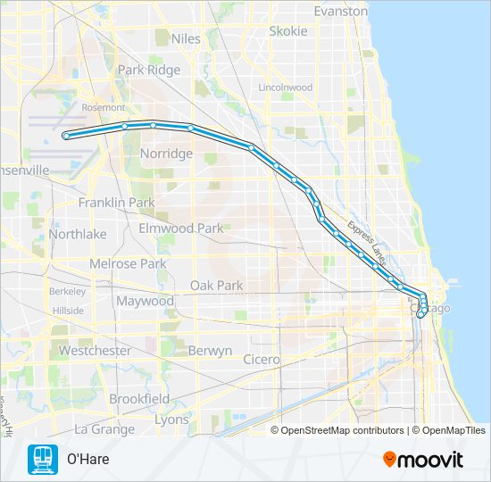 blue line Route: Schedules, Stops & Maps - Towards Forest Park (Updated)