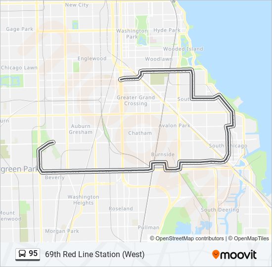 95 Route: Schedules, Stops & Maps - 69th Red Line Station (West) (Updated)