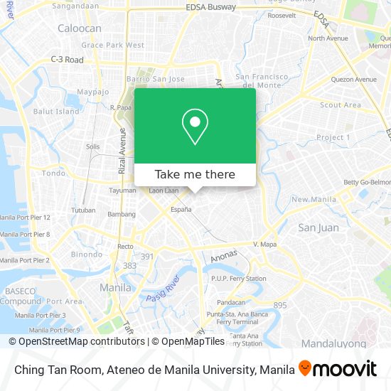 How to get to Ching Tan Room, Ateneo de Manila University by bus or train?