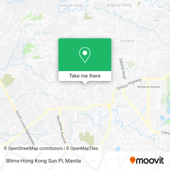 How to Get to Blims-Hong Kong Sun Pl in Kalookan City by Bus or Train?