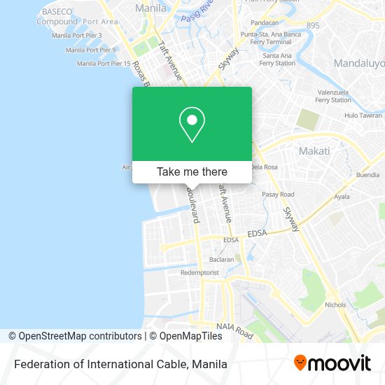 How to get to Federation of International Cable in Manila by bus or train?