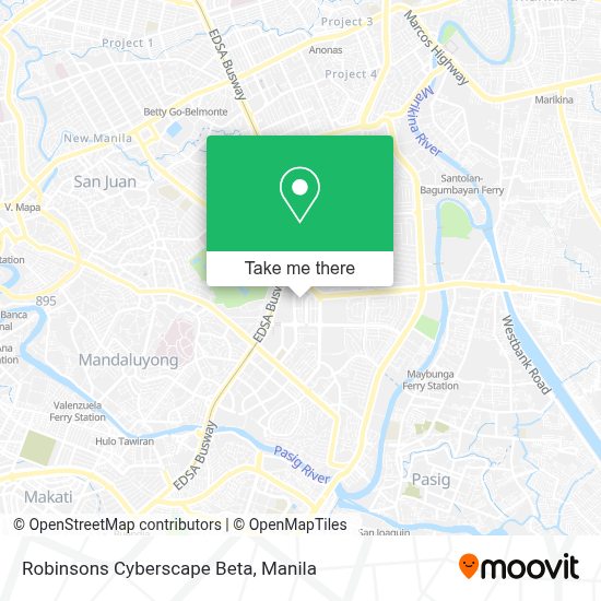 How to Get to Robinsons Cyberscape Beta in Pasig City by Bus or Train?