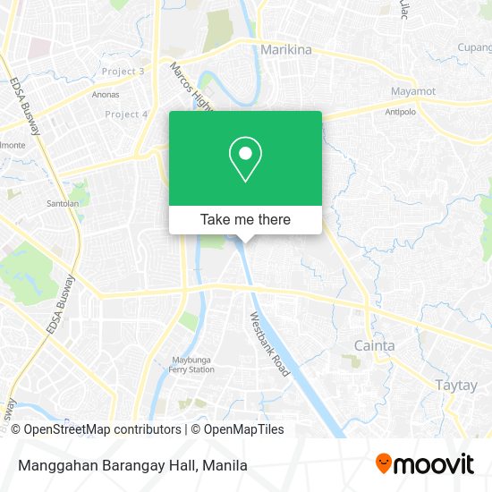 How to get to Manggahan Barangay Hall in Pasig City by bus or train?
