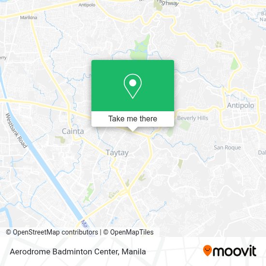 How to get to Aerodrome Badminton Center in Taytay by bus or train?
