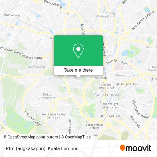 Bagaimana untuk pergi ke Rtm (angkasapuri) di Kuala Lumpur menggunakan bas, MRT & LRT atau keretapi?
