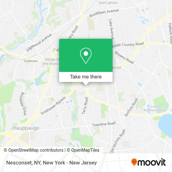 How to Get to Nesconset, NY in Smithtown by Bus or Train?