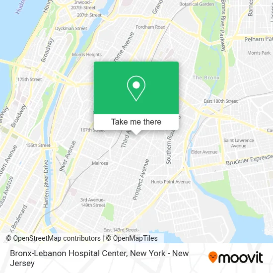 ¿Cómo llegar a Bronx-Lebanon Hospital Center en autobús, metro o tren?