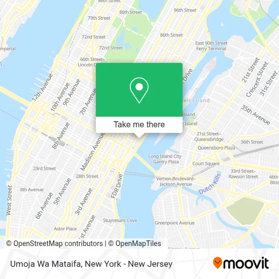 ¿Cómo llegar a Umoja Wa Mataifa en Manhattan en autobús, metro o tren?