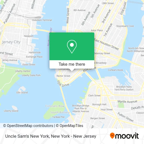 ¿Cómo llegar a Uncle Sam's New York en Manhattan en metro, autobús o tren?