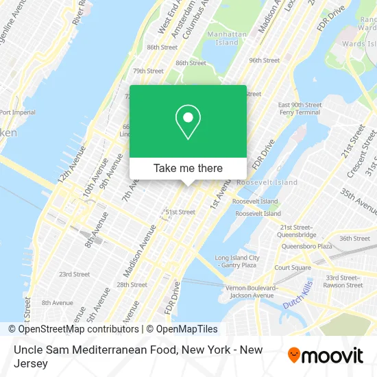 ¿Cómo llegar a Uncle Sam Mediterranean Food en Manhattan en metro ...