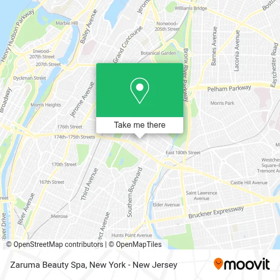 ¿Cómo llegar a Zaruma Beauty Spa en Bronx en autobús, metro o tren?