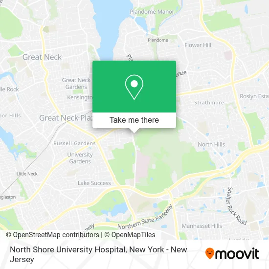 How to Get to North Shore University Hospital in Manhasset by Bus or Train?