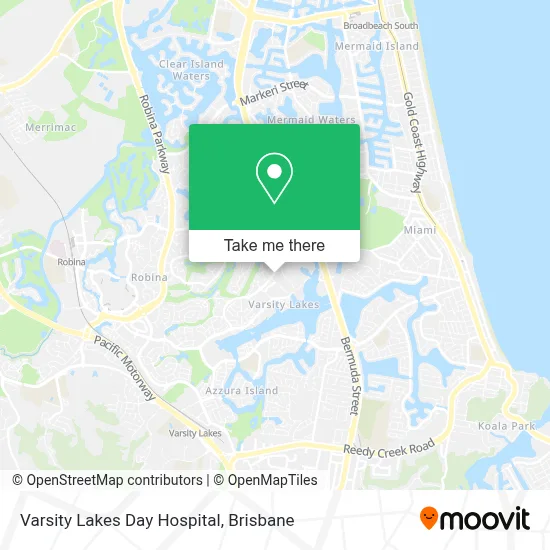 How to Get to Varsity Lakes Day Hospital by Bus, Light Rail or Train?