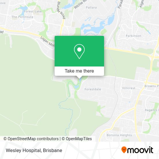 How to get to Wesley Hospital in Forestdale by bus or train?
