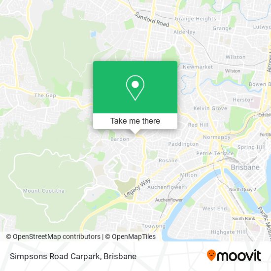 How to get to Simpsons Road Carpark in Bardon by bus or train?