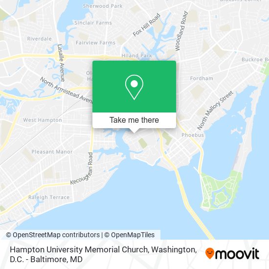 ¿Cómo llegar a Hampton University Memorial Church en Autobús o Tren?