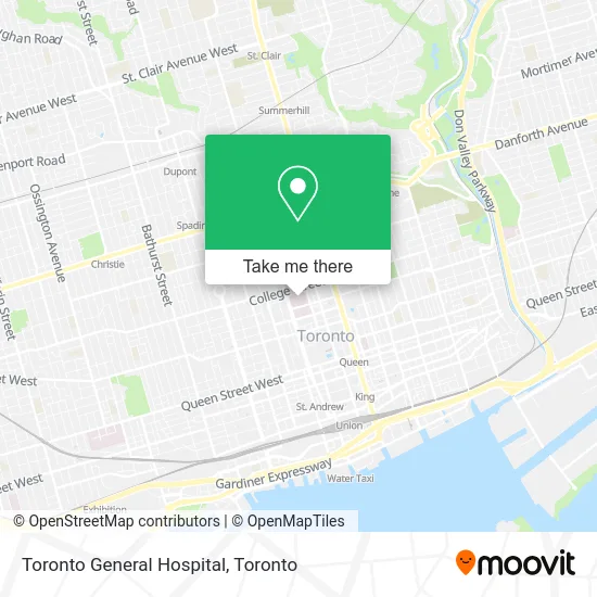 How to Get to Toronto General Hospital by Bus, Subway, Streetcar or Train?