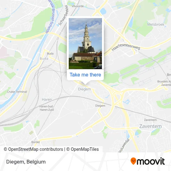 Comment aller à Diegem à Machelen en bus, train, tram ou métro
