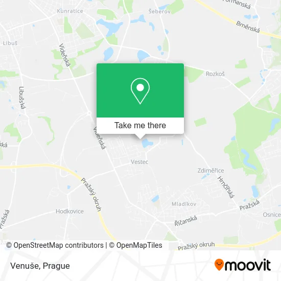 How to Get to Venuše in Praha - Západ by Bus, Subway or Light Rail?