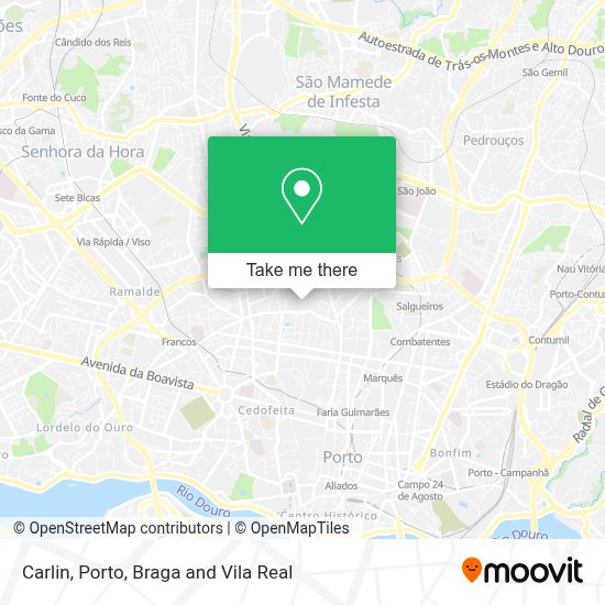 Como chegar a Carlin em Paranhos por autocarro, metro ou comboio?