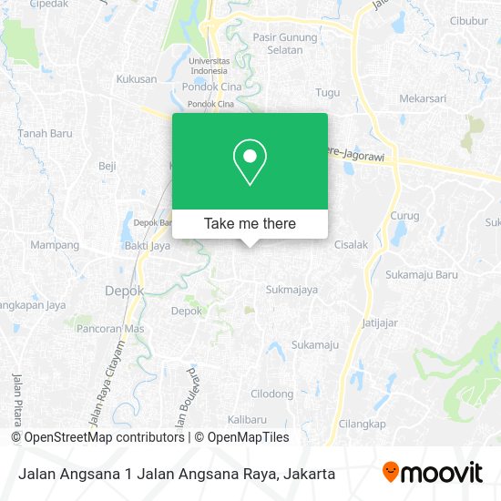 How to get to Jalan Angsana 1 Jalan Angsana Raya in Depok by bus or train?