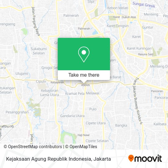 How to Get to Kejaksaan Agung Republik Indonesia in Jakarta Selatan by Bus, Metro or Train?