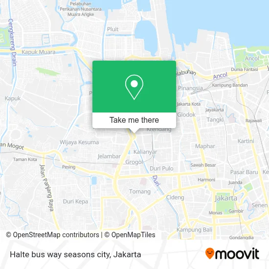 How to Get to Halte bus way seasons city in Jakarta Barat by Bus or Train?