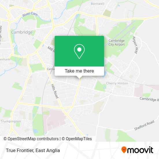How to get to True Frontier in Cambridge by bus or train?