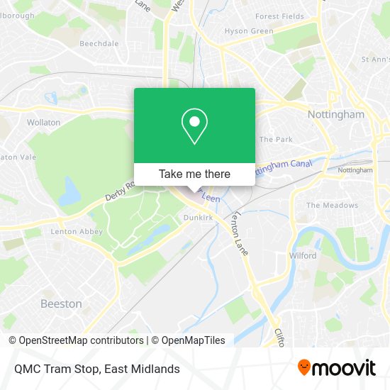 How to Get to QMC Tram Stop in Nottingham by Bus, Light Rail or Train?