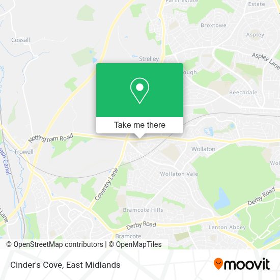 How to get to Cinder's Cove in Nottingham by bus, light rail or train?